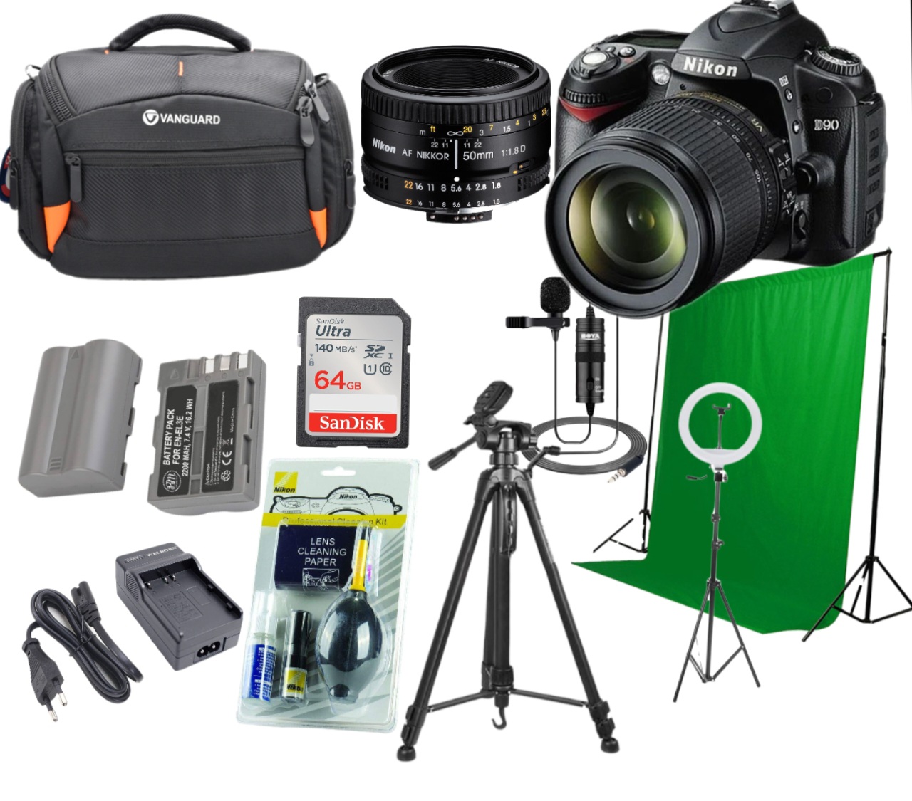 پکیج کامل دوربین عکاسی NIKON D90 KIT 18-105MM & 50MM F/1.8D - کم مال